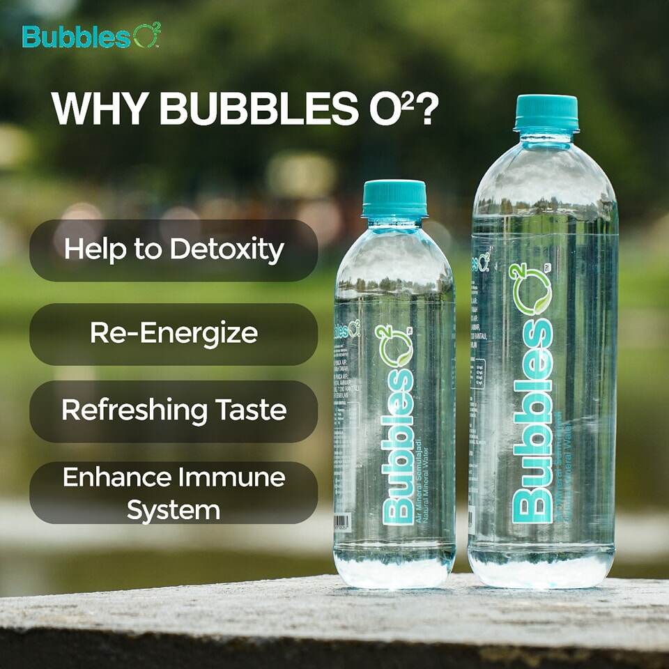 Bubbles O2 Natural Oxygenated Mineral Water 1 Carton 425ml (24 x