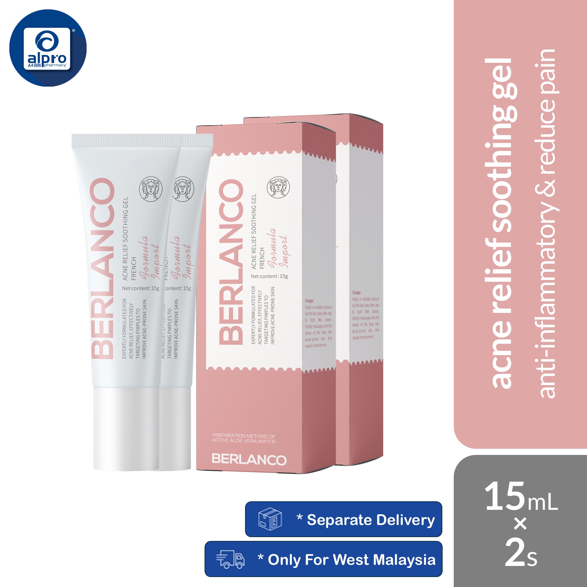 Berlanco Acne Relief Soothing Gel 15mL 2s Combo | Anti-Inflammatory